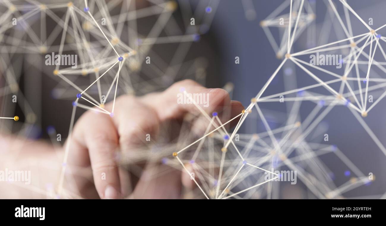 3d illustration of networking technology, organization team chart ...