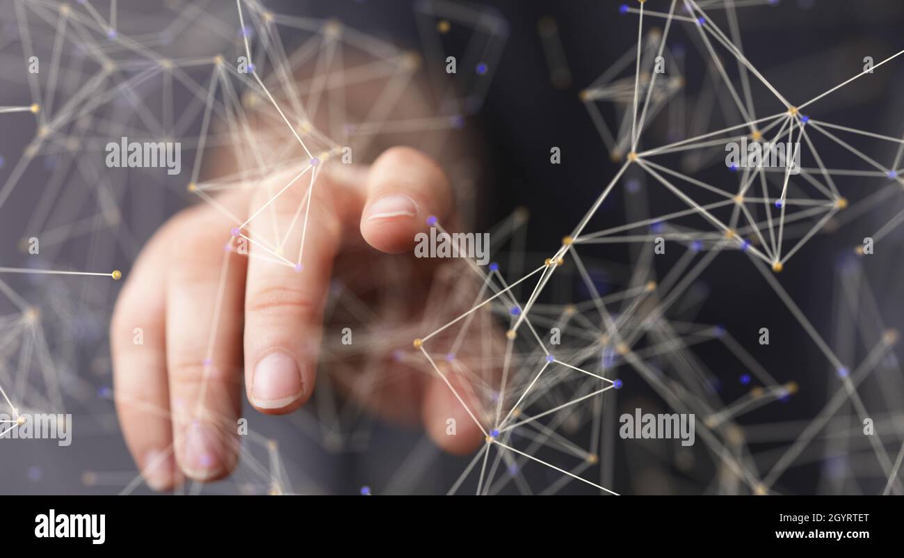 3d illustration of networking technology, organization team chart ...