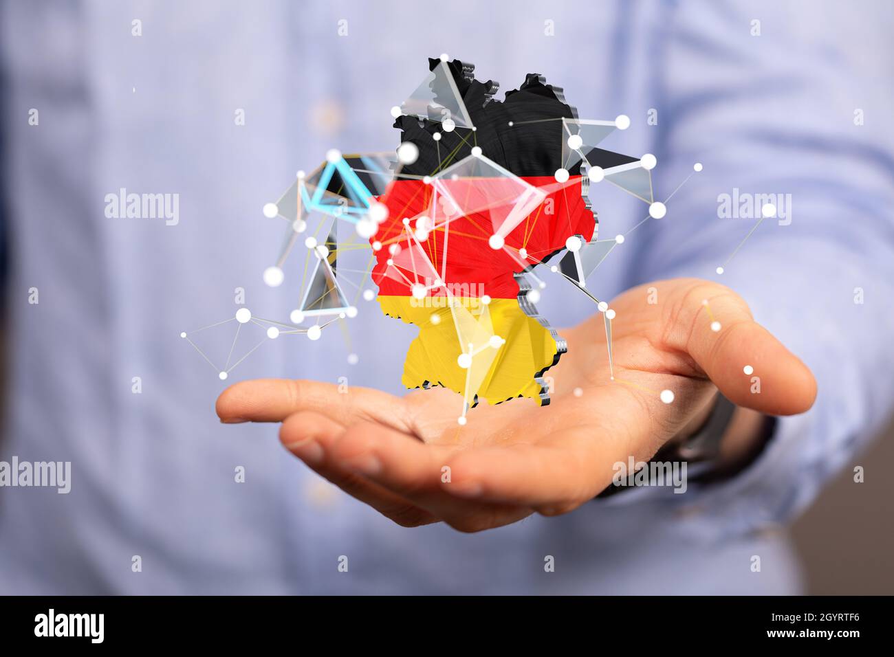 3d abstract of the map of Germany, internet and global connection ...