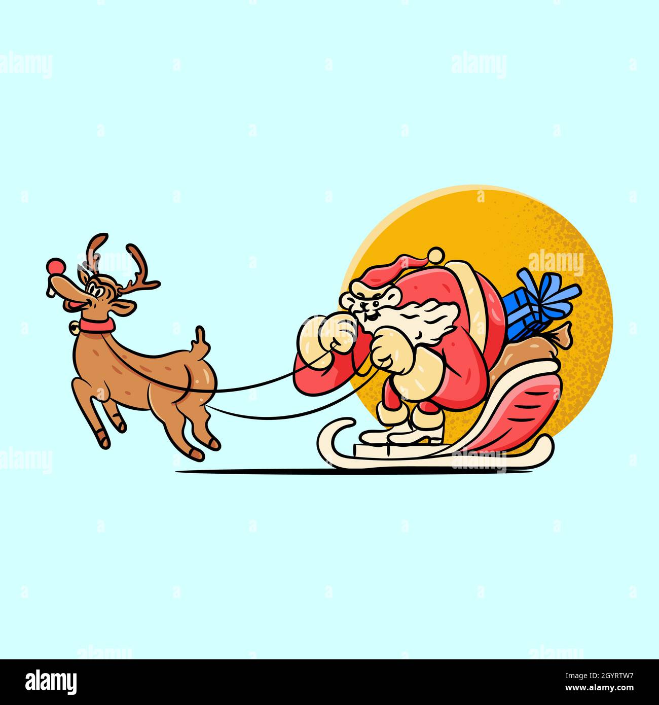 SANTA CLAUS WITH DEER ILLUSTRATION Stock Vector Image & Art - Alamy