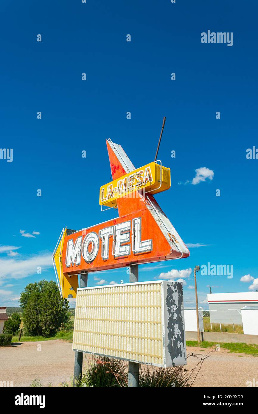 sign for La Mesa Motel in Santa Rosa, New Mexico. on Route 66 USA Stock ...