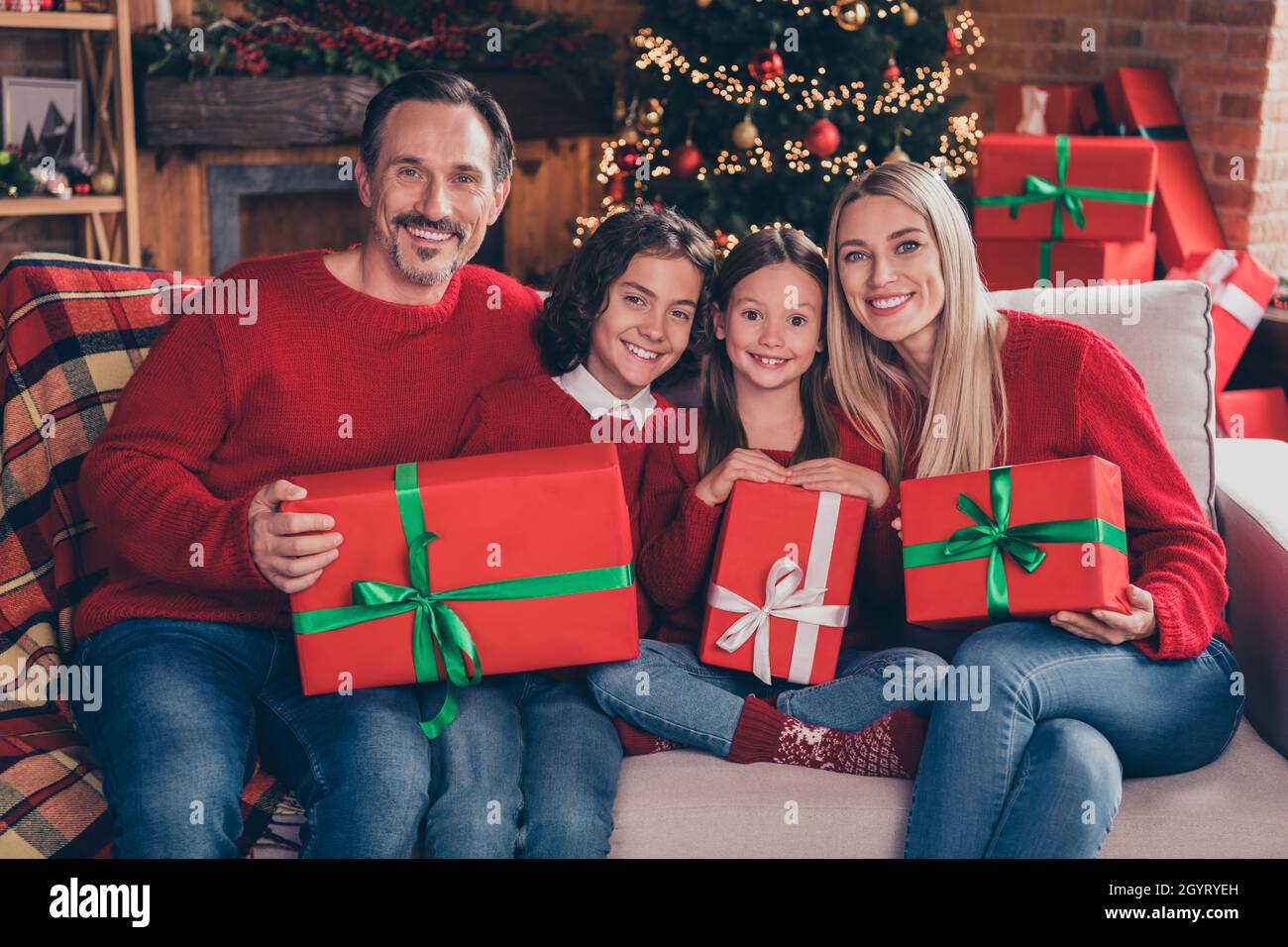 Portrait of beautiful handsome careful family wife husband bonding ...