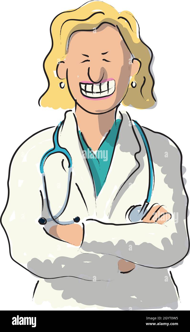 Funny vector illustration of medical staff character. Professional ...