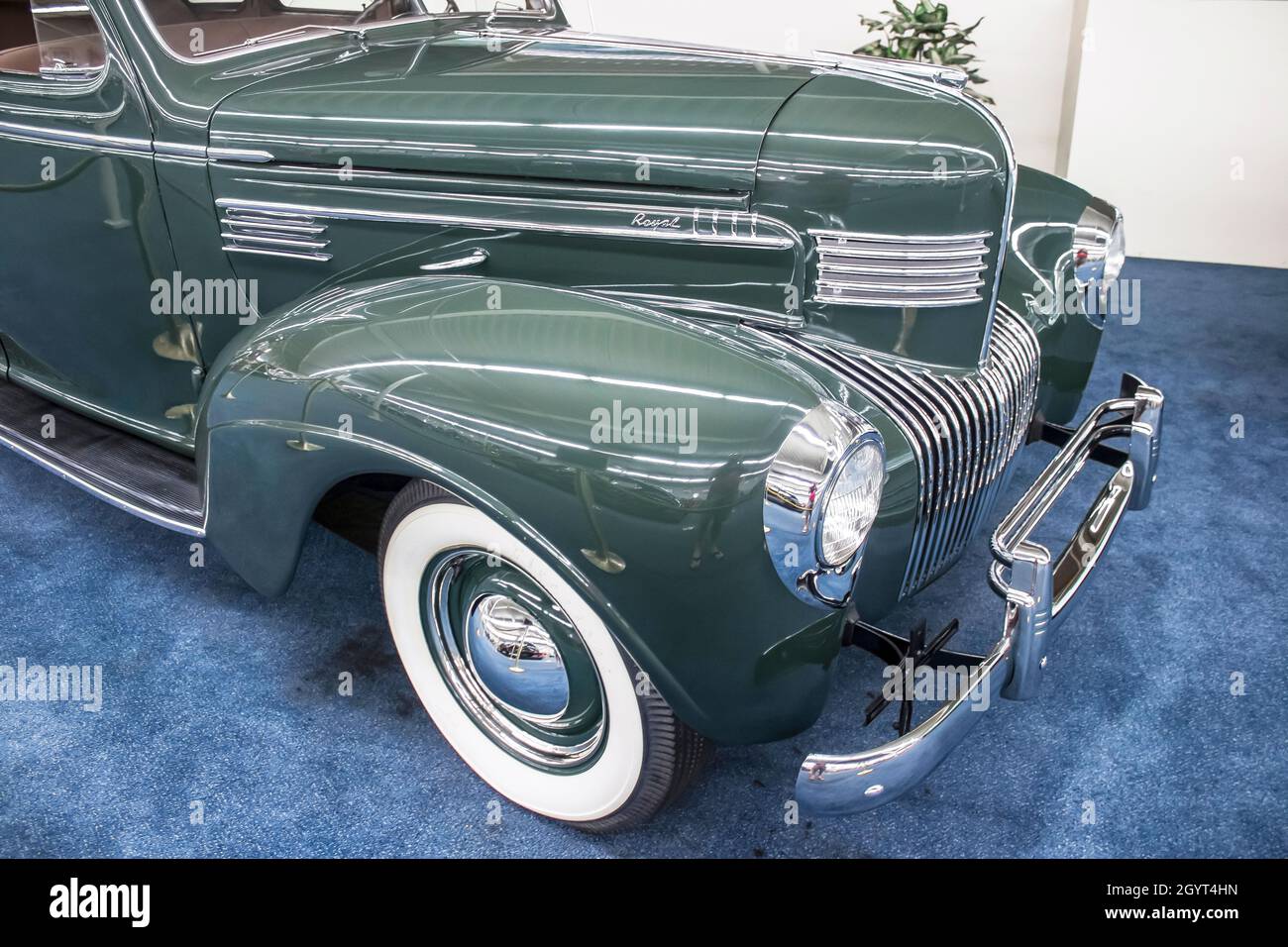 green 1939 Chrysler Royal Sedan in the Las Vegas car museum auto ...