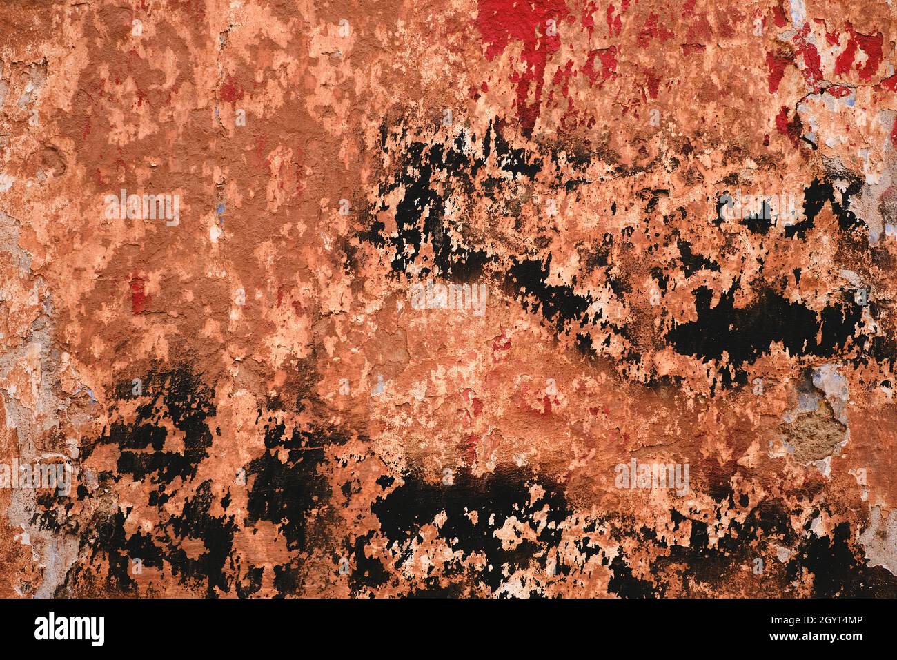 Old ruin wall with peeling paint, grunge background or texture Stock ...