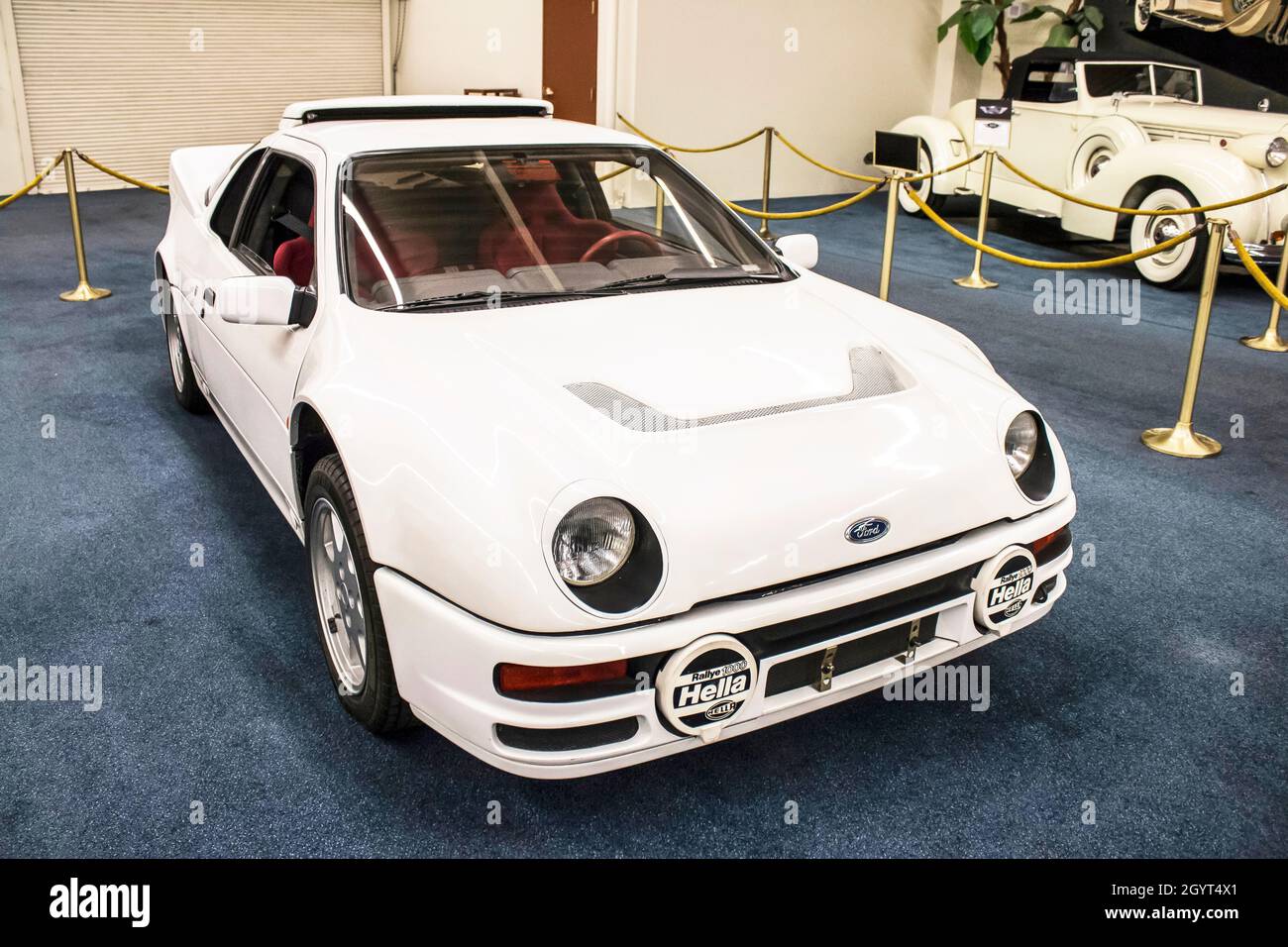 white Ford RS200 in the Las Vegas car museum auto collection in The ...