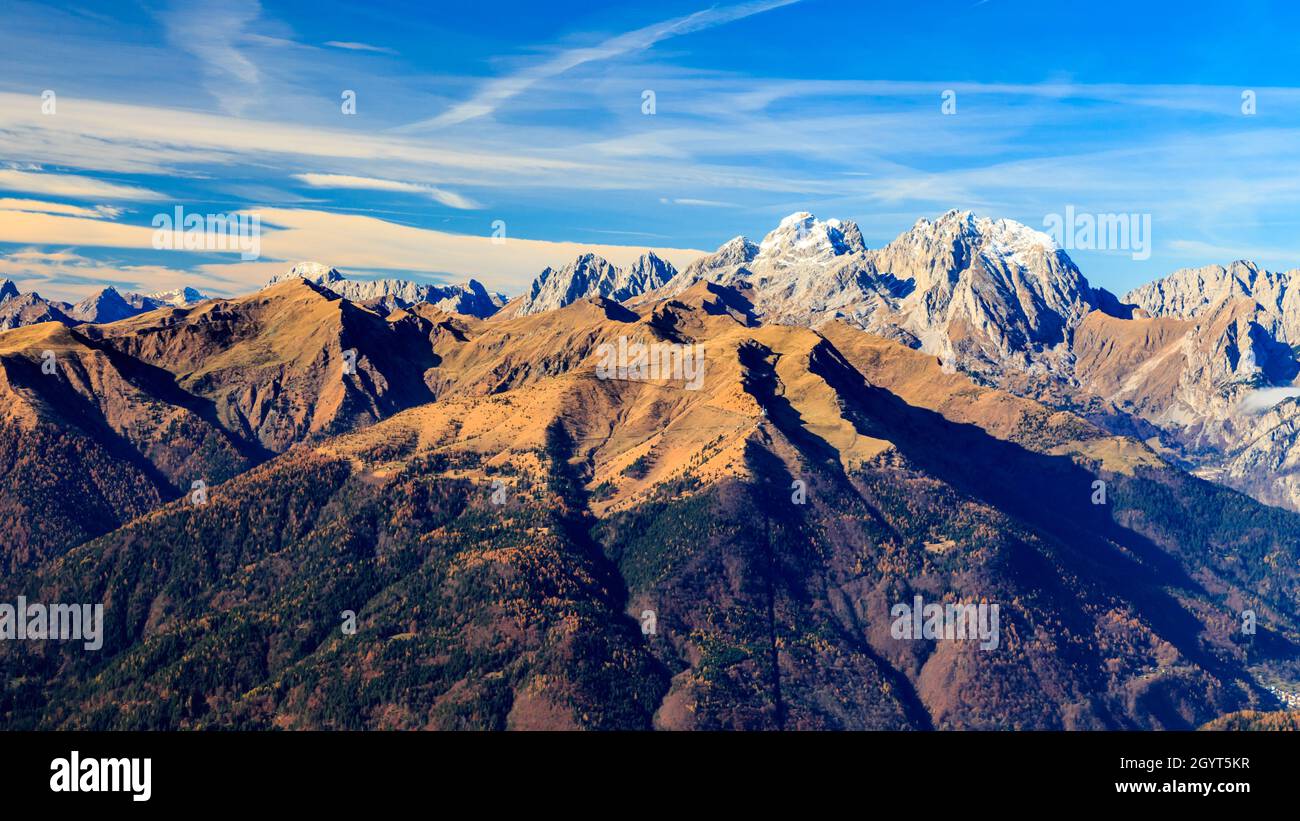 Sunny day in the carnic alps during a colorful autumn Stock Photo - Alamy