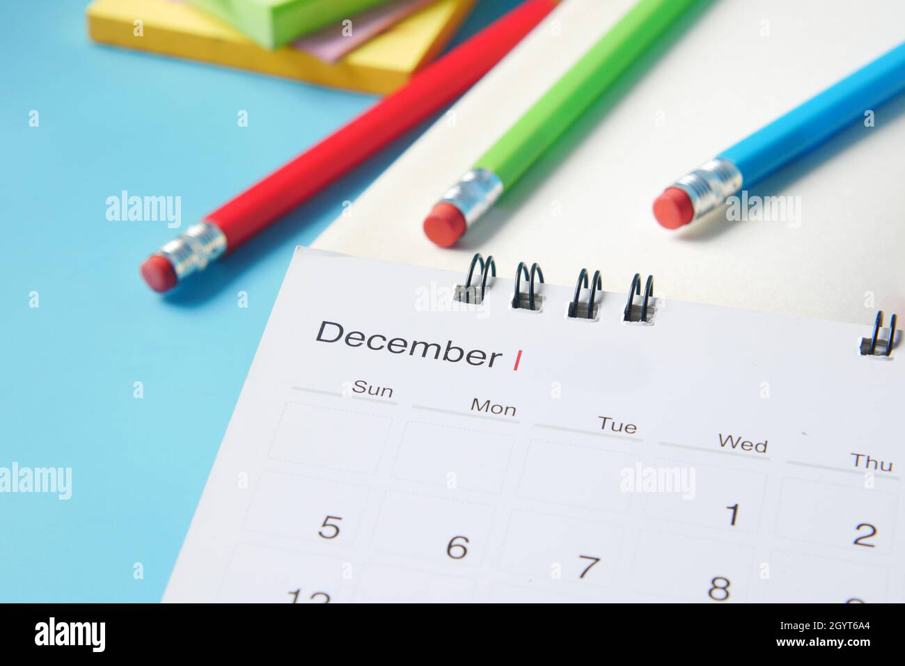 december month on calendar on office desk Stock Photo - Alamy