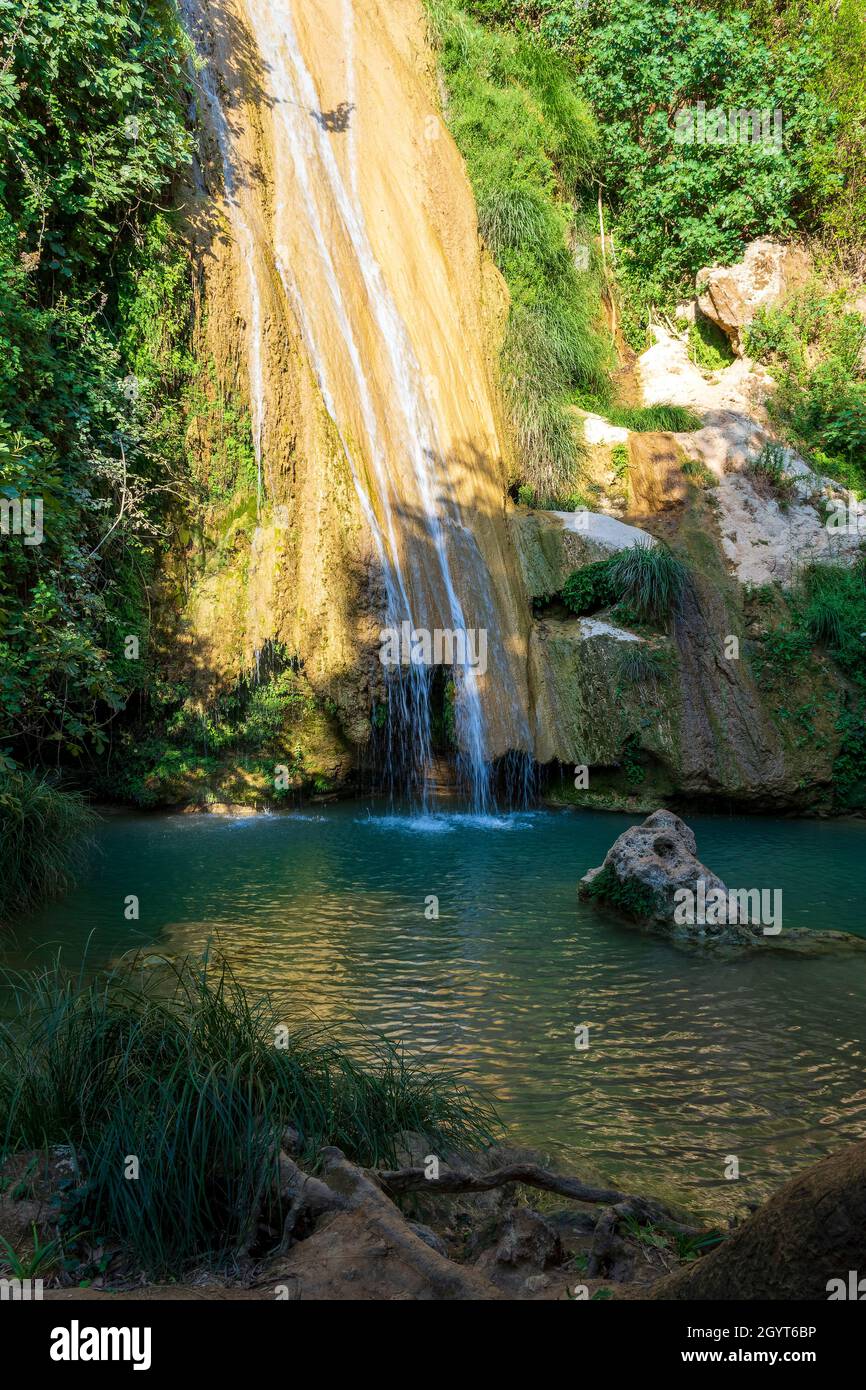 Mountain Lake and Waterfall in Stenosia area in Messinia, Greece Stock ...