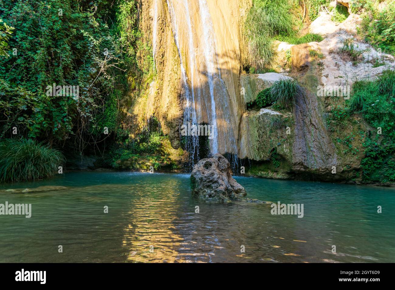 Mountain Lake and Waterfall in Stenosia area in Messinia, Greece Stock ...