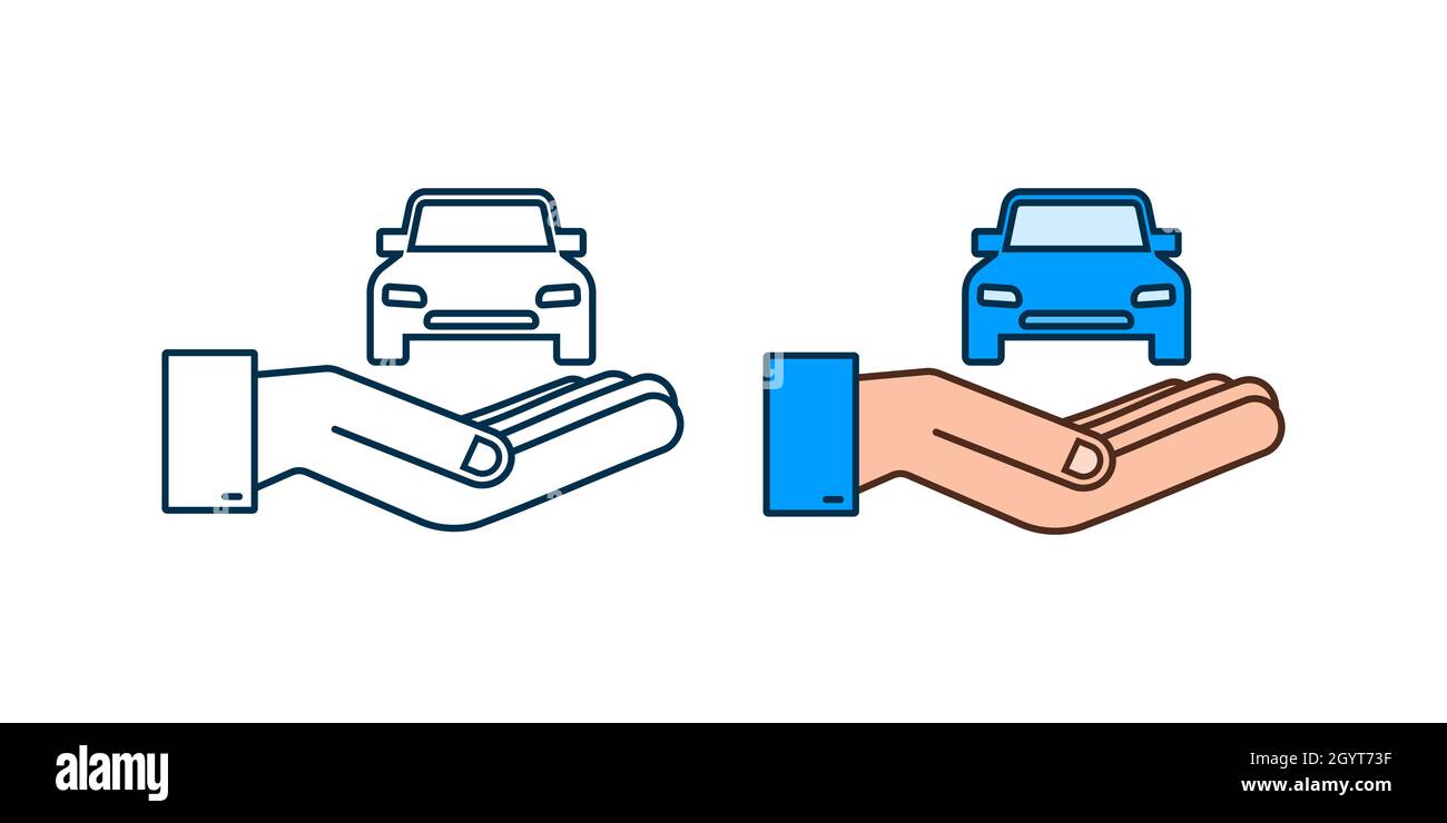 Hand holding car, great design for any purposes. Cartoon vector ...