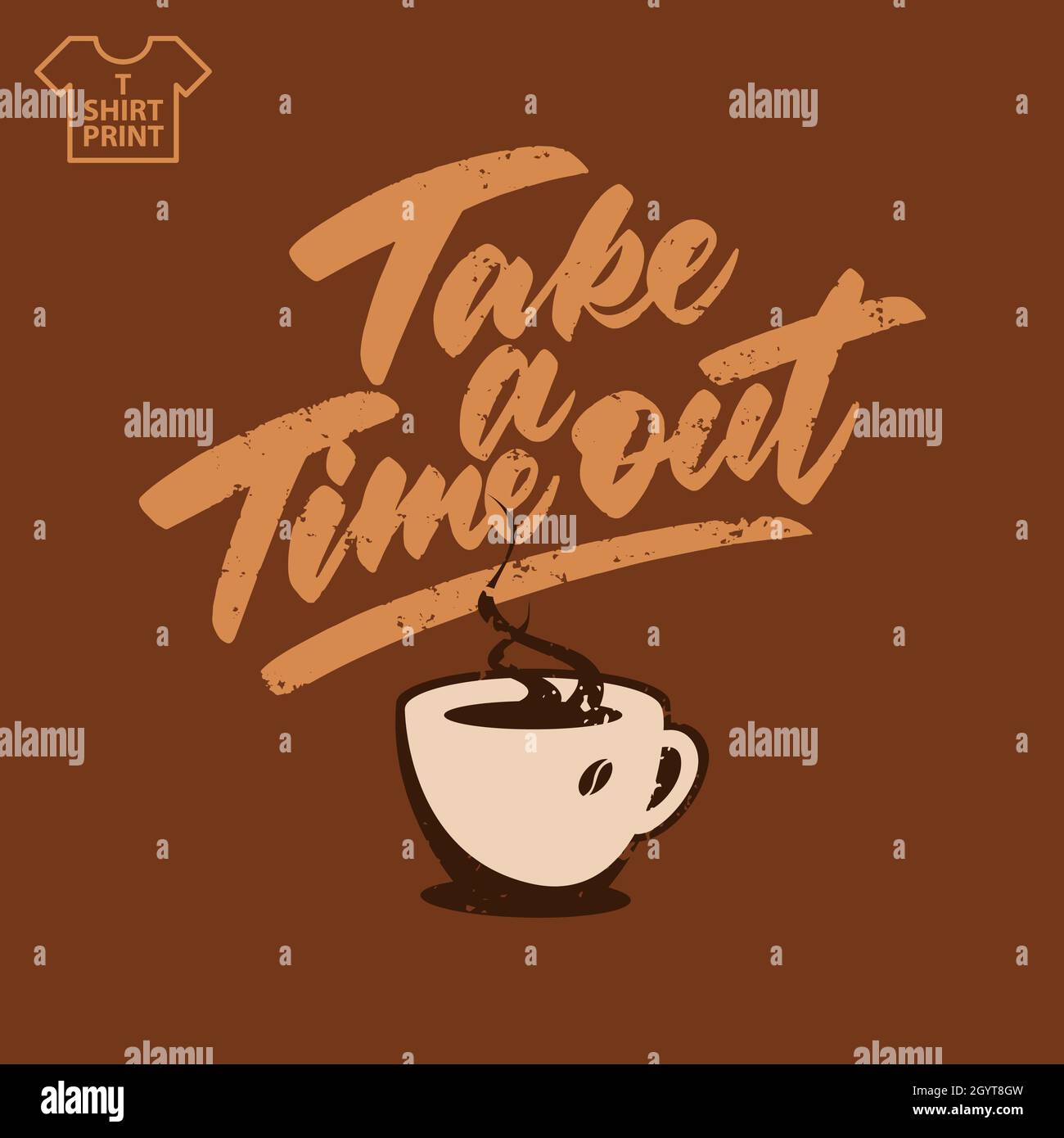 Hand lettering coffee time out for printing on T-shirts, mugs, for ...