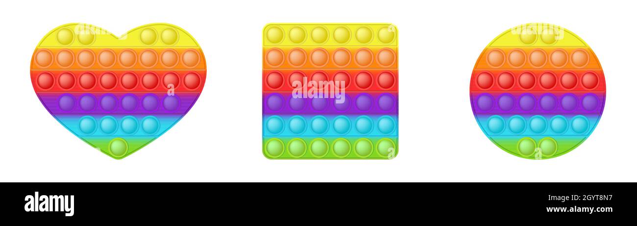 Set of forms pop it a fashionable silicon rainbow toys for fidgets ...