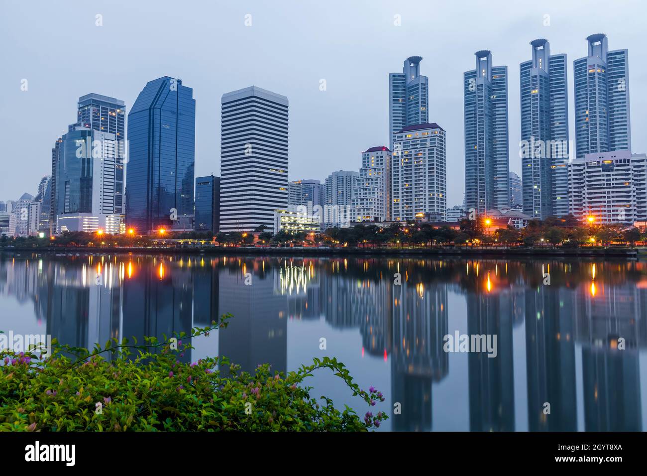 Modern office building or tower in Bangkok Thailand business center at ...