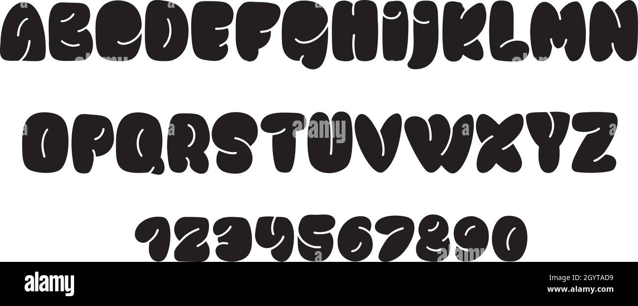 Vector hand draw bold alphabet font of cute letters and numbers ...