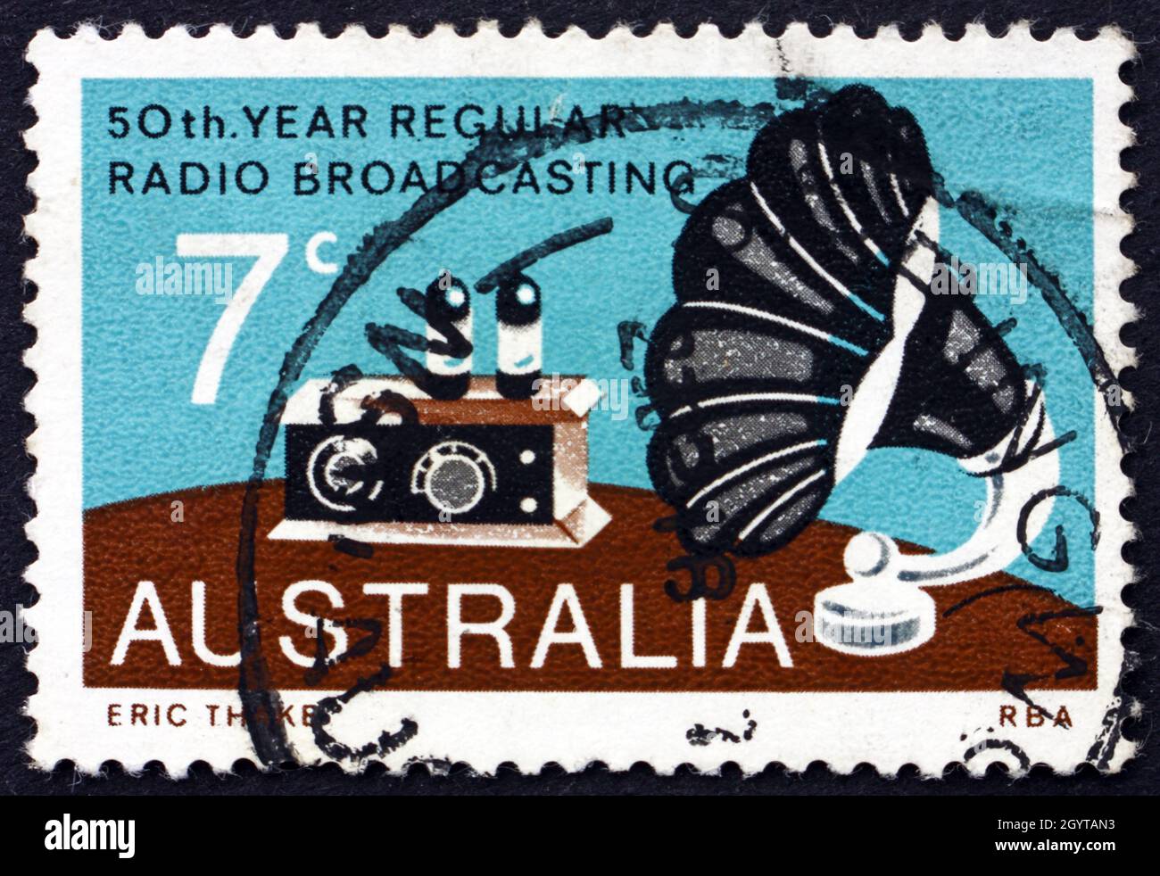 AUSTRALIA - CIRCA 1973: a stamp printed in Australia shows Radio and ...