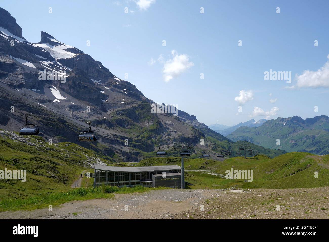 Jochpass, Switzerland 08 21 2021, Jochpass cable car with direction to ...