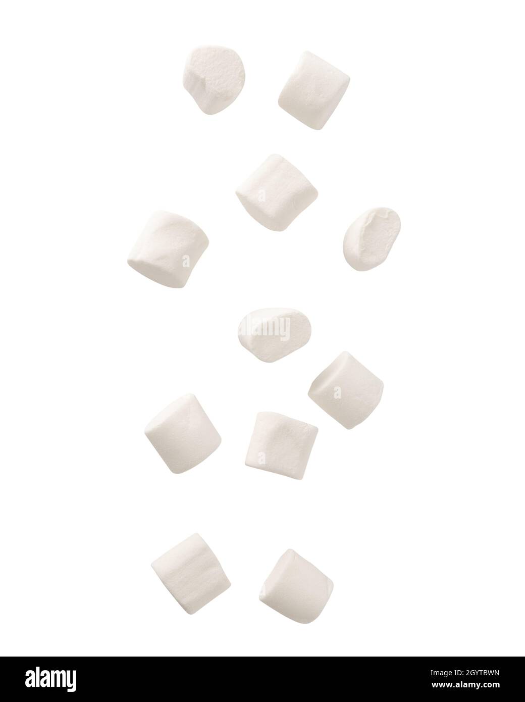 Marshmallow falling isolated on white background with clipping path ...