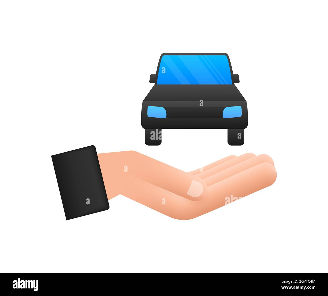 Hand holding car, great design for any purposes. Cartoon vector ...