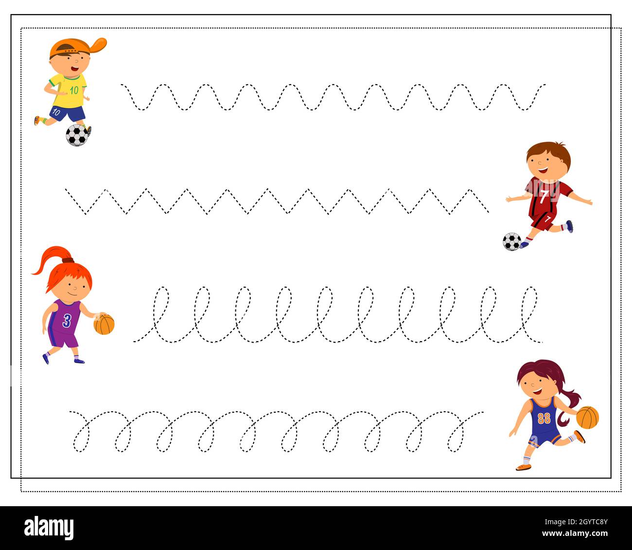 The handwriting practice worksheet. Guide cute cartoon football and ...