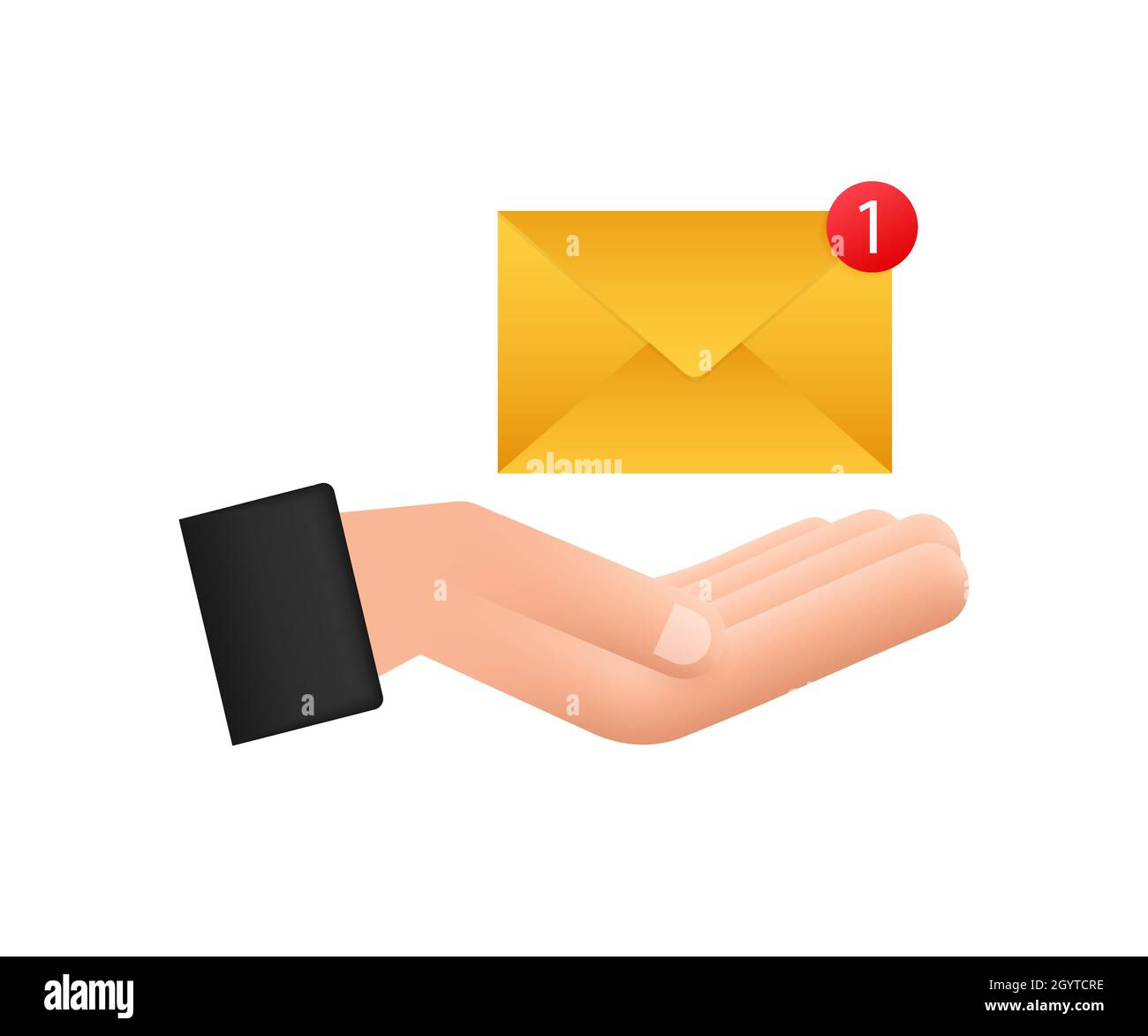 Email notification concept with hands. New email. Vector illustration ...