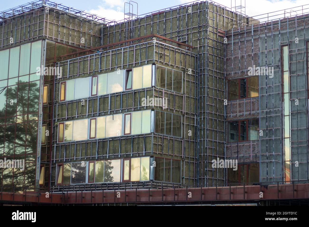 An office building. Modern architecture. A building with large mirrored ...