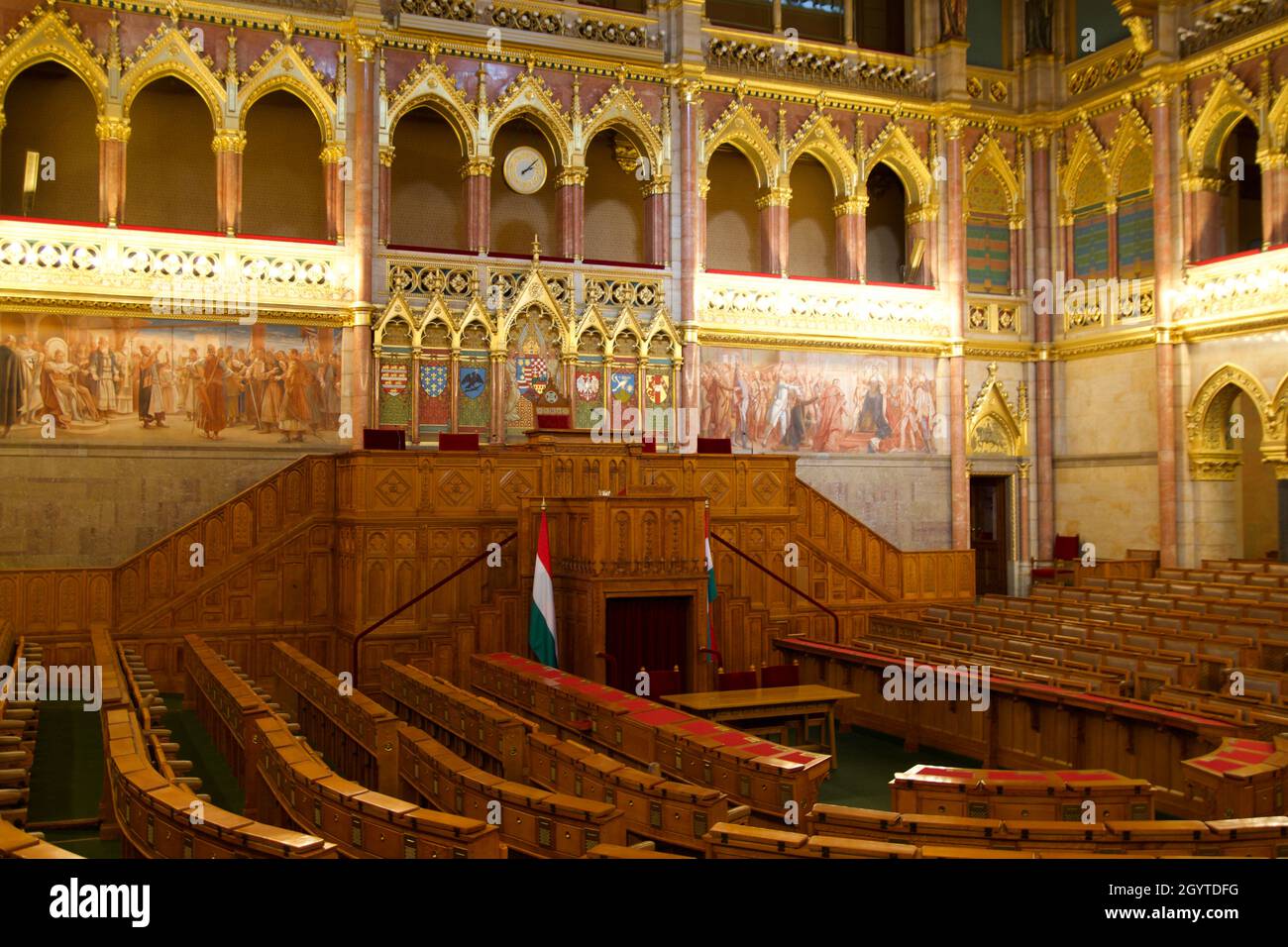 BUDAPEST, HUNGARY - 03 MAR 2019: Interior of the Budapest Parliament ...