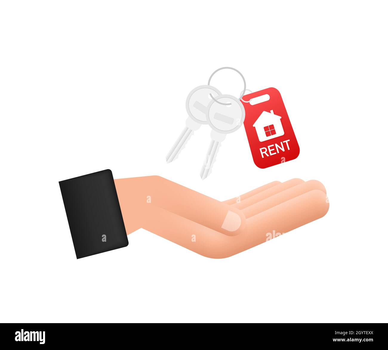 Just sold keys handing over hand on white background. Vector stock ...