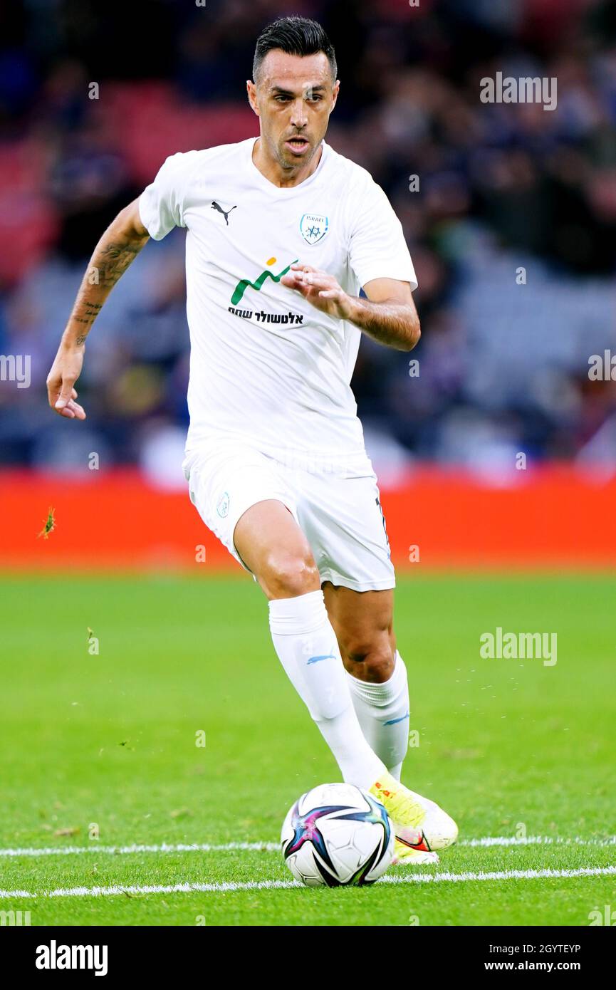 Israel's Eran Zahavi warms up on the pitch ahead of the FIFA World Cup ...