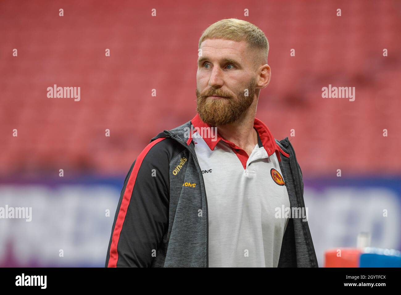 Sam Tomkins (29) of Catalans Dragons arrives at Old Trafford for the ...