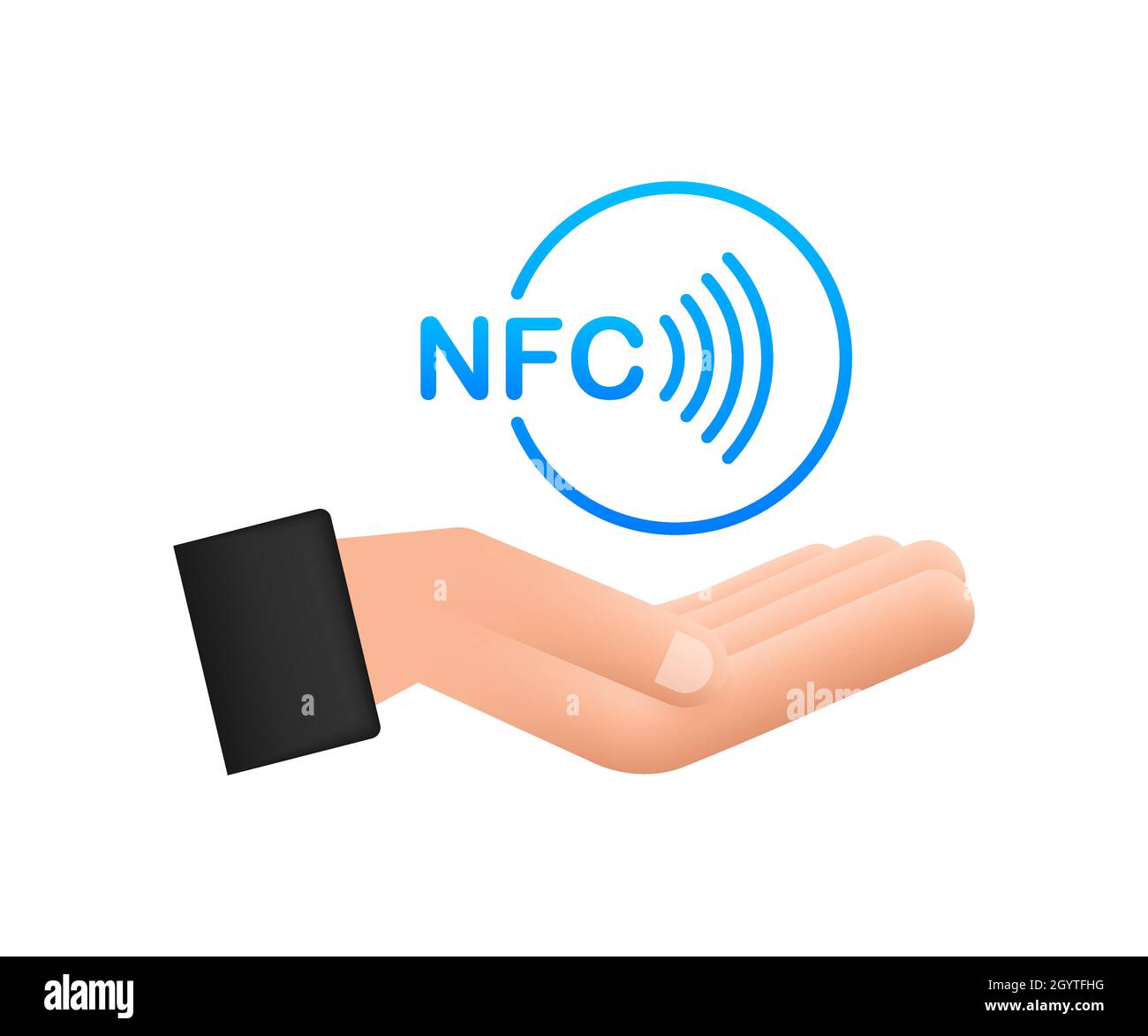 Contactless wireless pay sign in hands logo. NFC technology. Vector ...