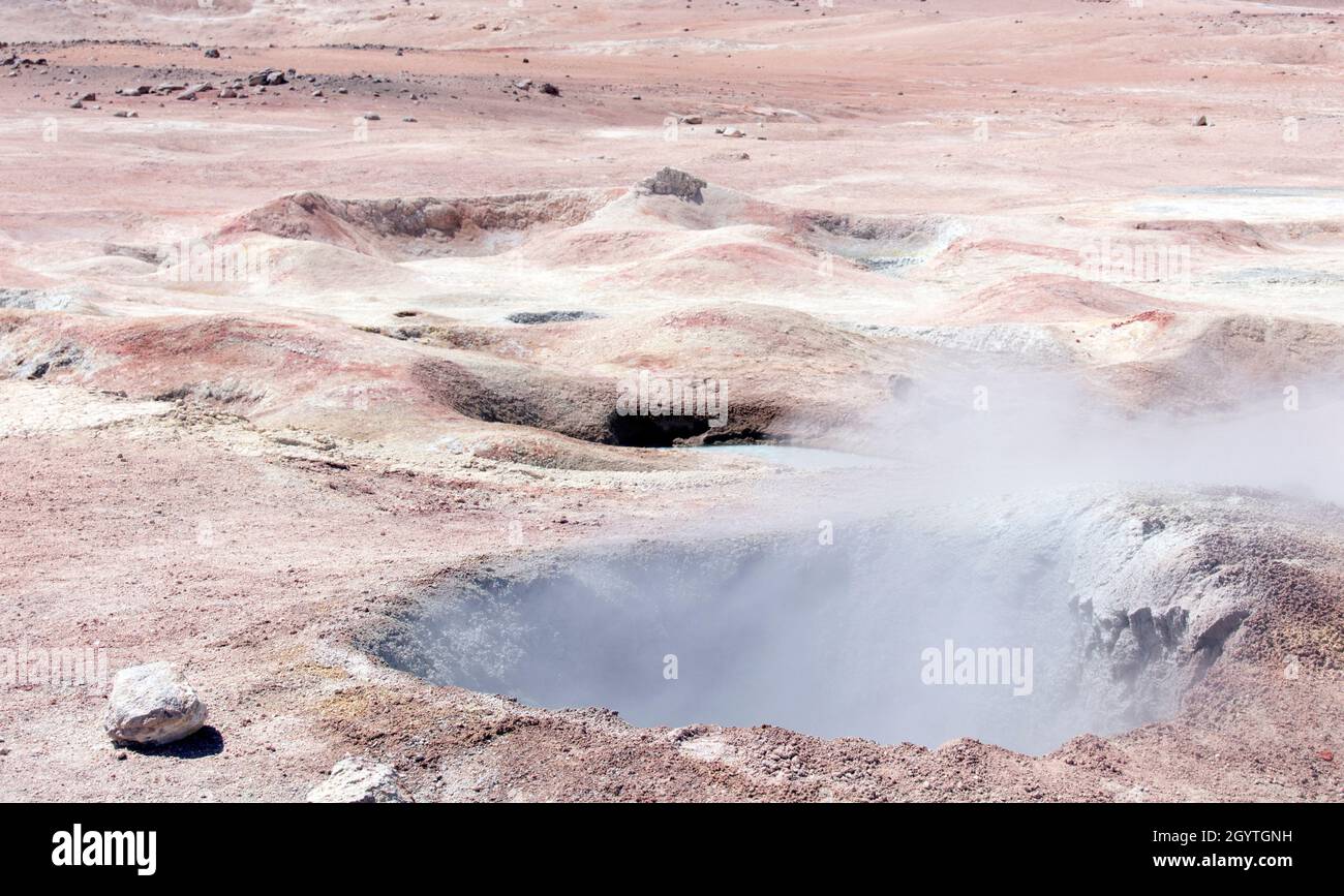View of hot water and geyser area in Bolivia Stock Photo - Alamy