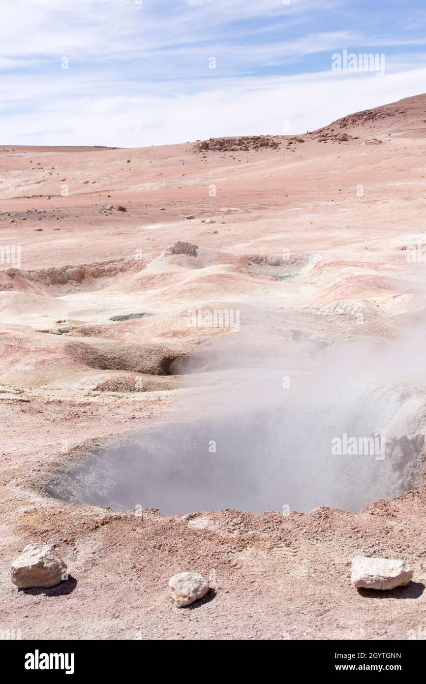 View of hot water and geyser area in Bolivia Stock Photo - Alamy