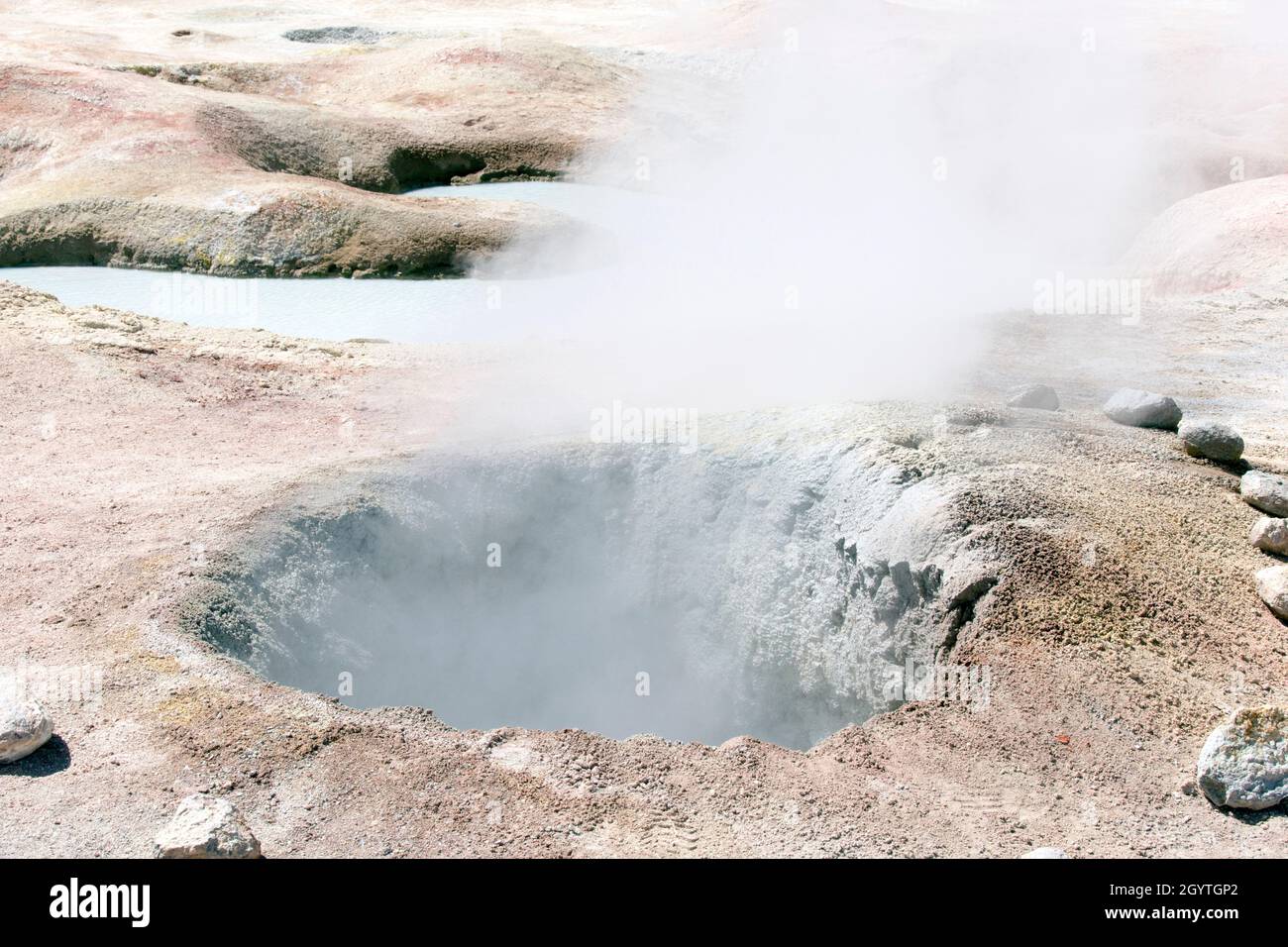 View of hot water and geyser area in Bolivia Stock Photo - Alamy