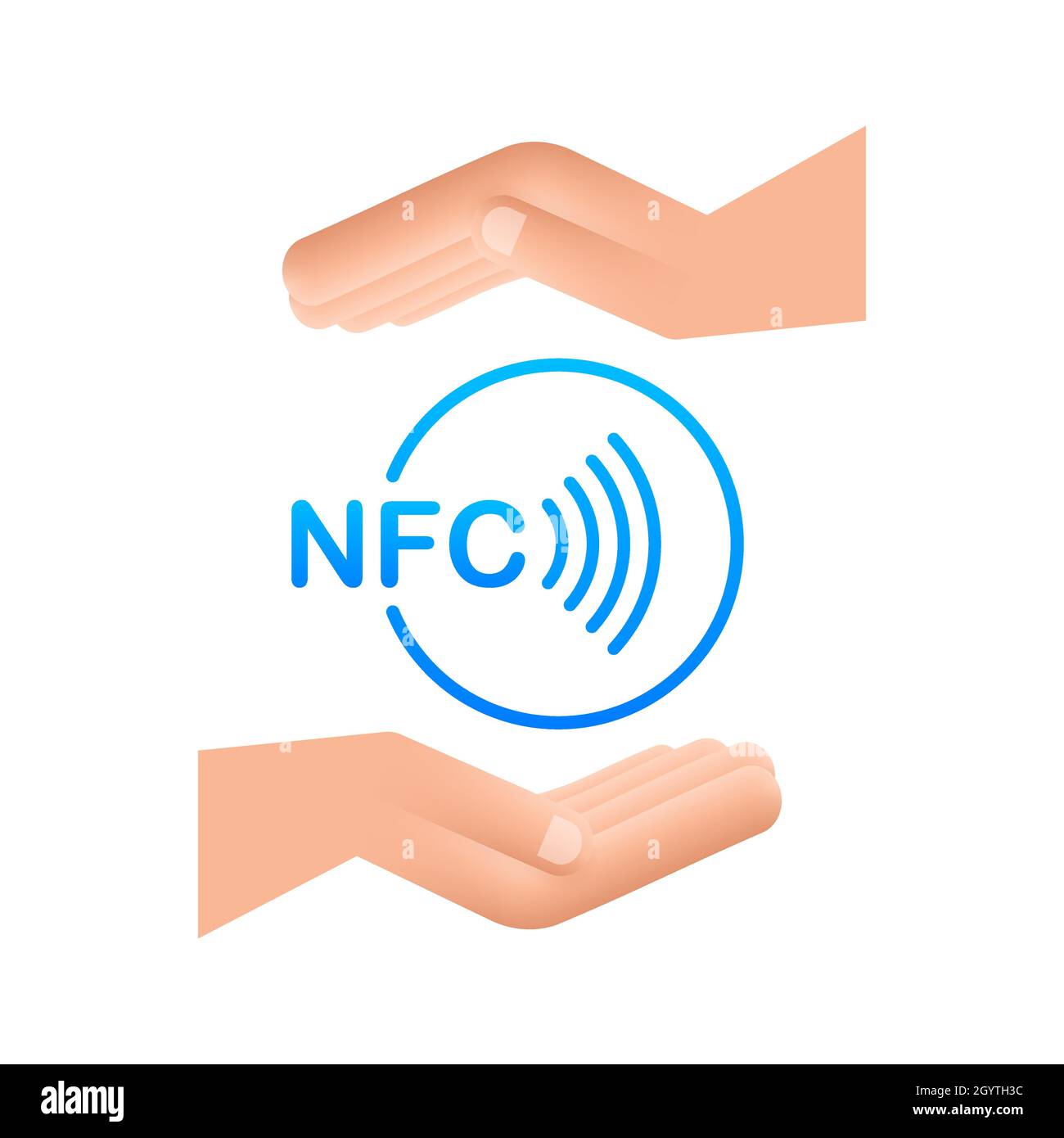 Contactless wireless pay sign in hands logo. NFC technology. Vector ...