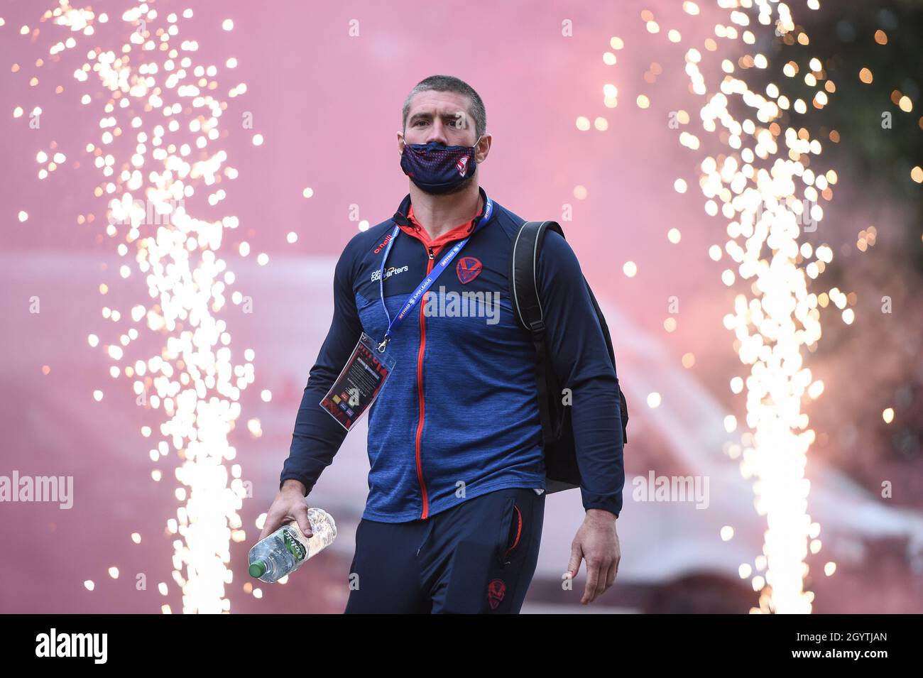 Manchester, England - 9 October 2021 -Kyle Amor of St Helens arrives at ...