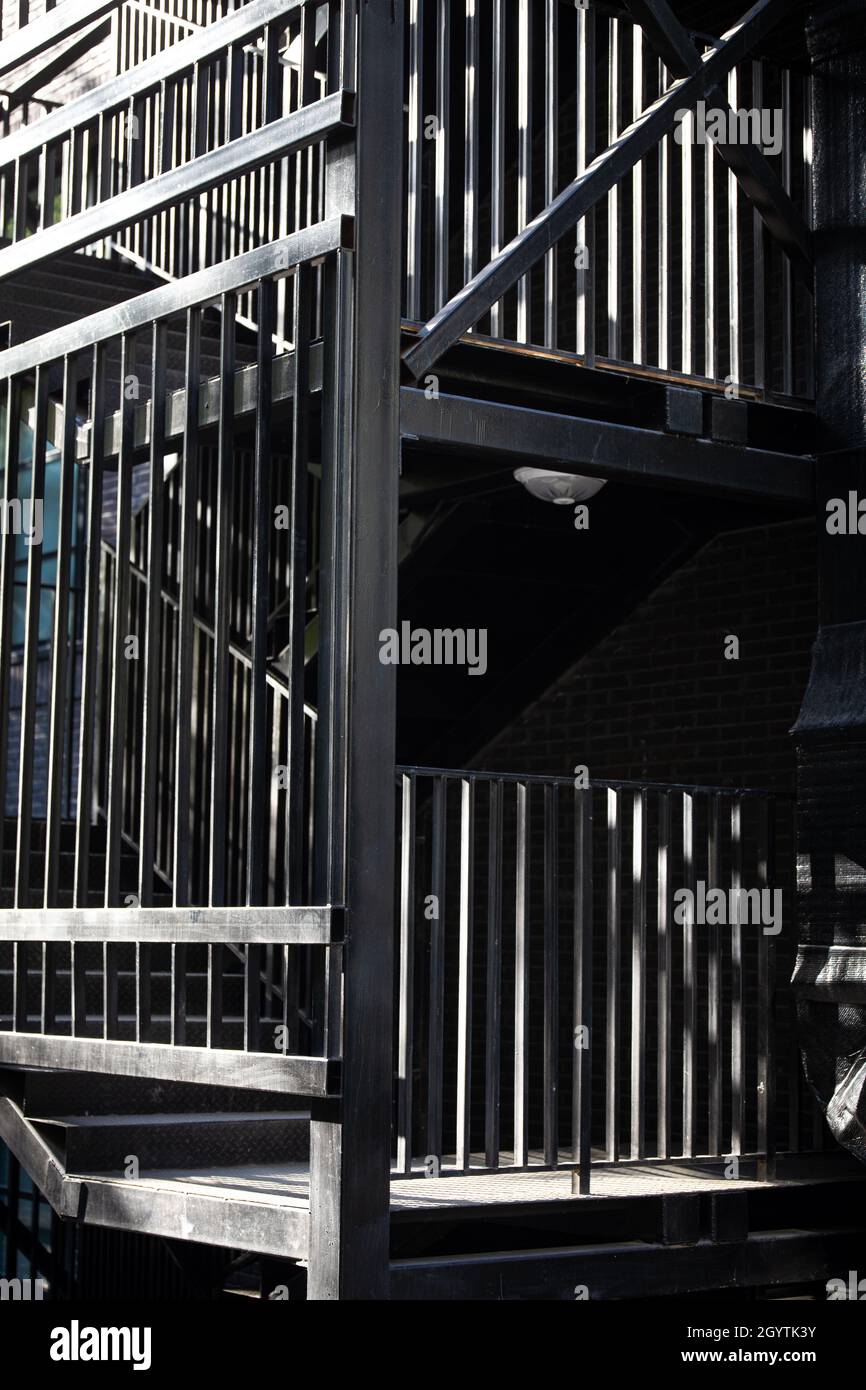 black street stairs. back exit from the building Stock Photo - Alamy