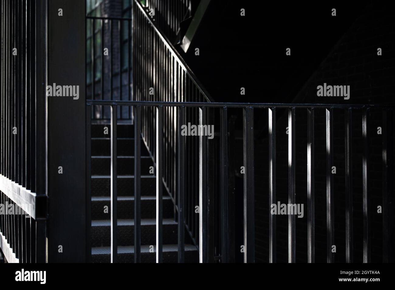 black street stairs. back exit from the building Stock Photo - Alamy