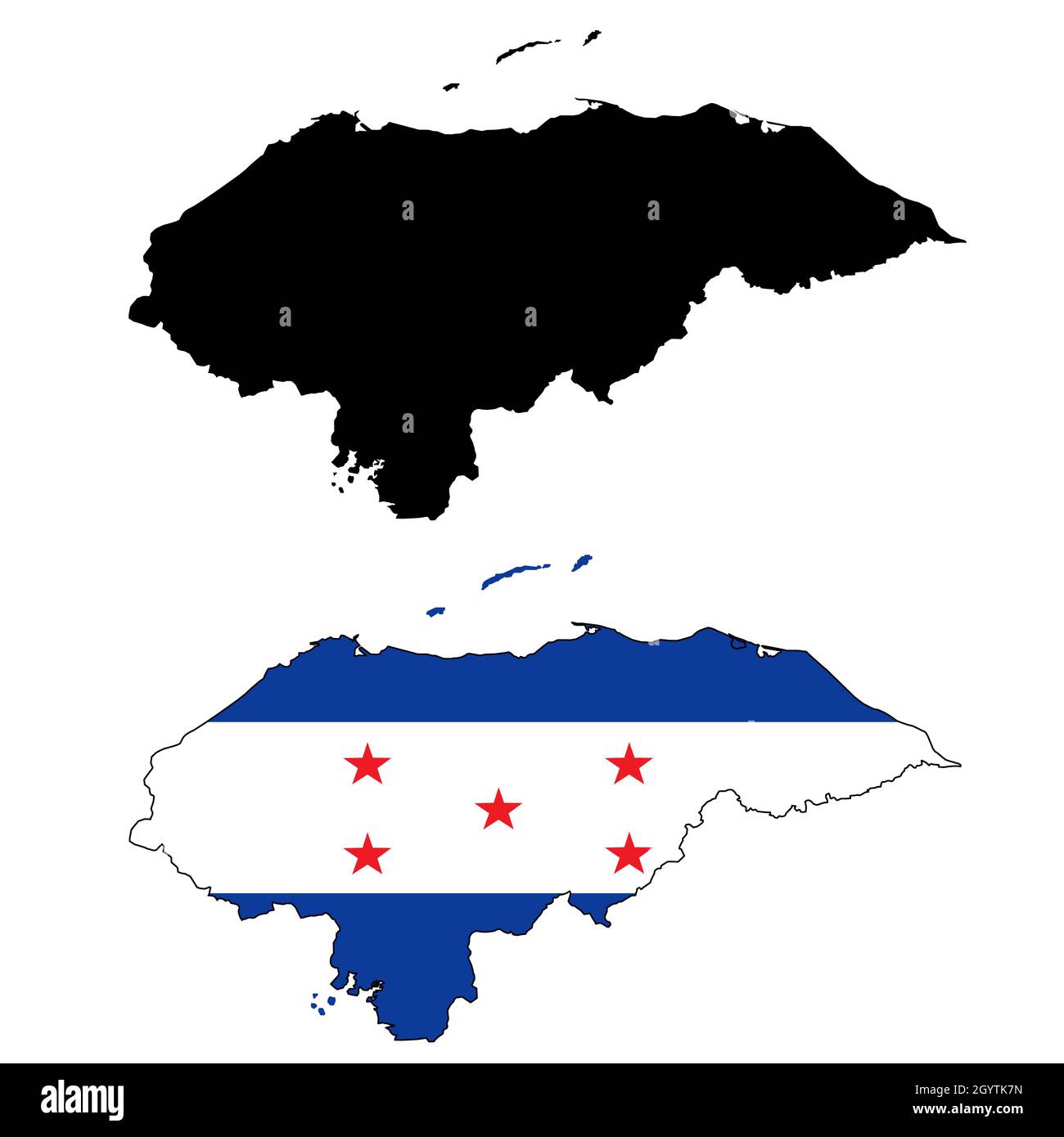 map of Honduras with flag. territory of Honduras map Stock Photo - Alamy