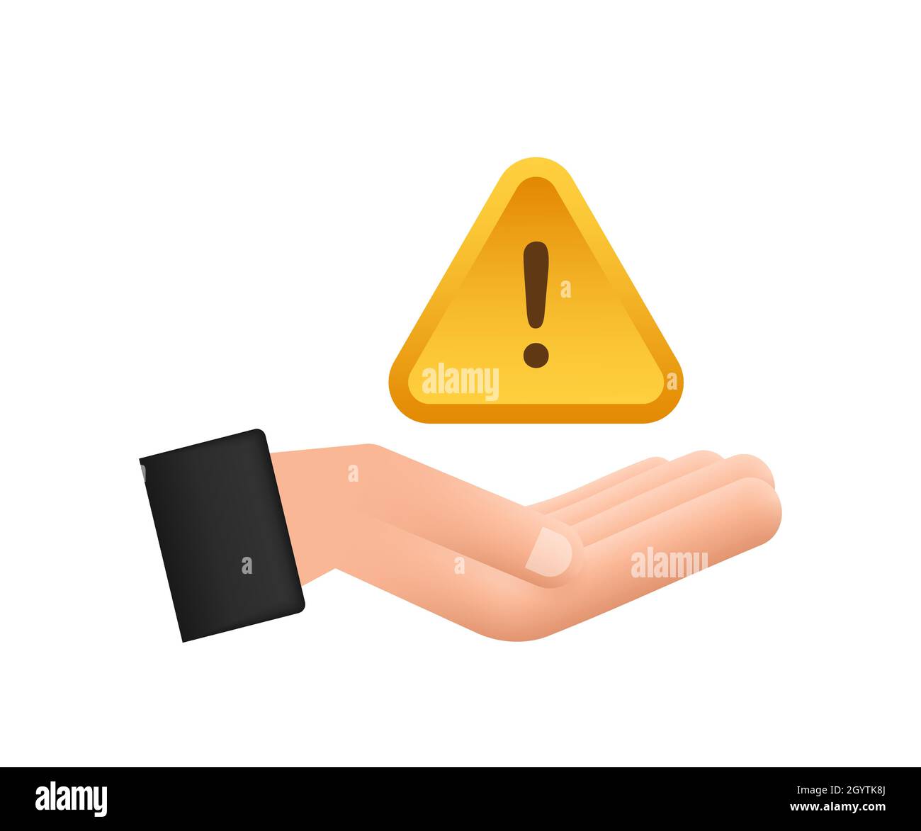 Banner with yellow scam alert over hands. Attention sign. Cyber ...