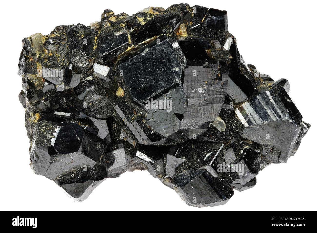 cassiterite (tin ore) from Viloco, Bolivia isolated on white background ...