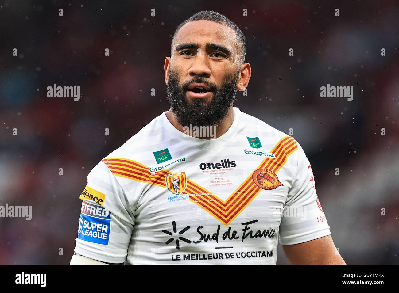 Samisoni Langi (3) of Catalans Dragons during pre-game warm up Stock ...