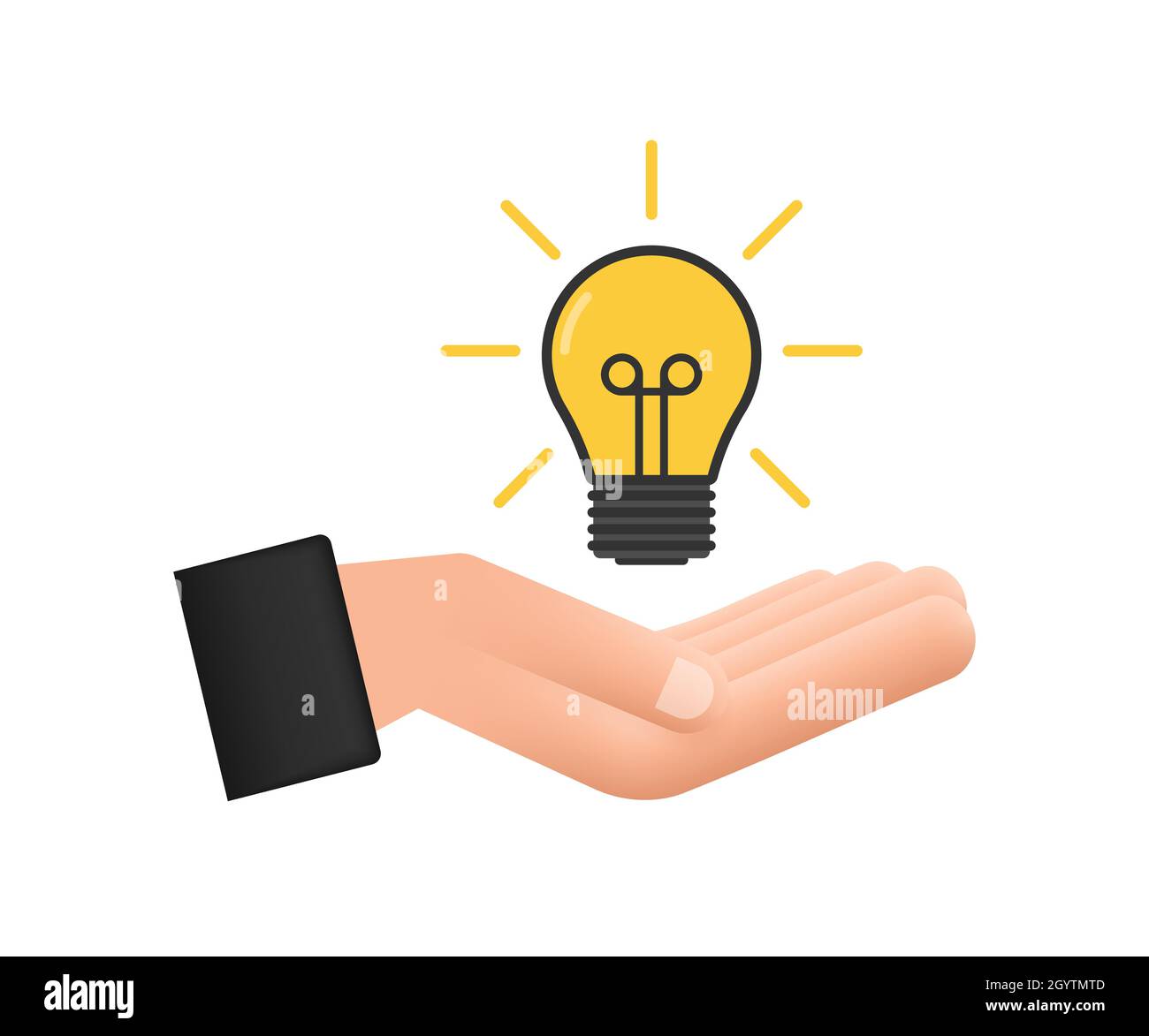 Light bulb icon with hands. lamp, incandescent bulb. Vector stock ...