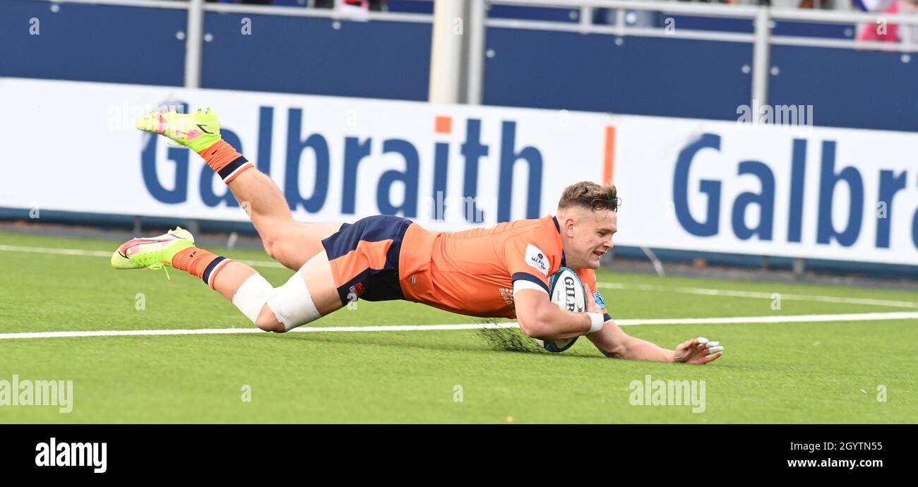 Dam Health Stadium Edinburgh.Scotland UK .9th Oct 21. Edinburgh Rugby ...