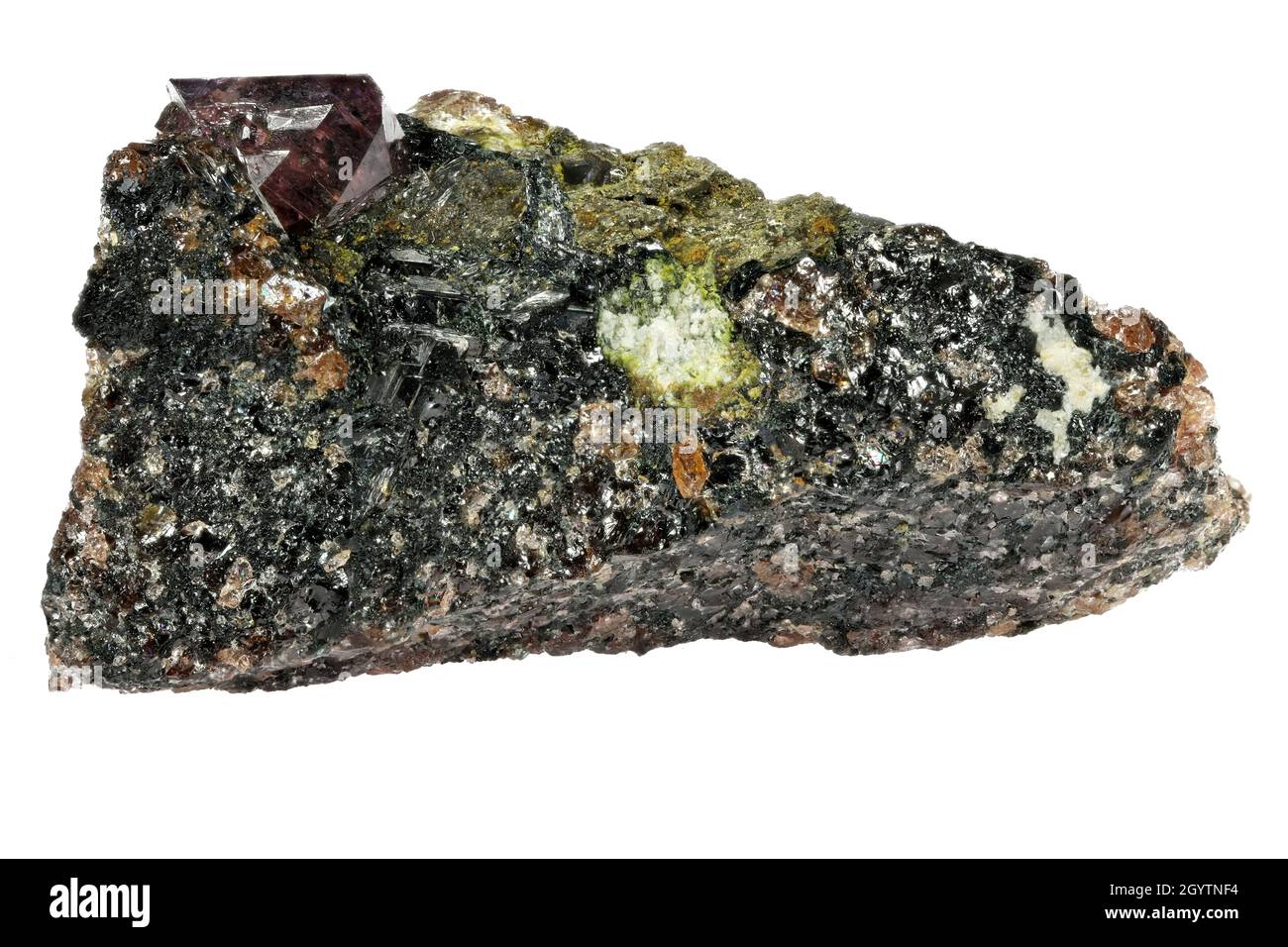 ruby crystal in matrix from Winza, Tanzania isolated on white ...