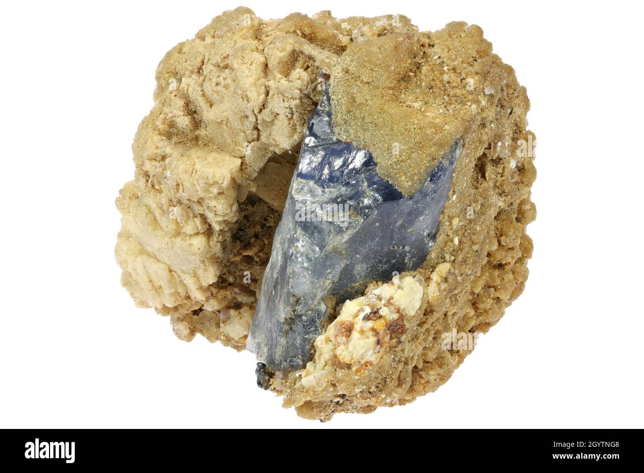 sapphire in matrix from Pyan Gyi Mine, Myanmar isolated on white ...