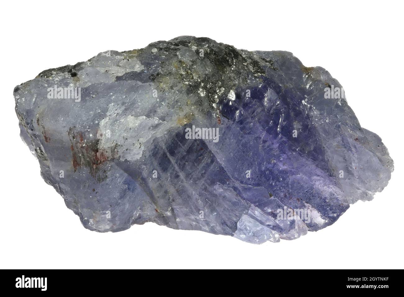 tanzanite crystal from Merelani Hills, Tanzania isolated on white ...
