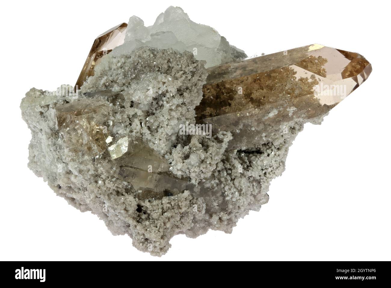 topaz in matrix from Thomas Range, Utah isolated on white background ...