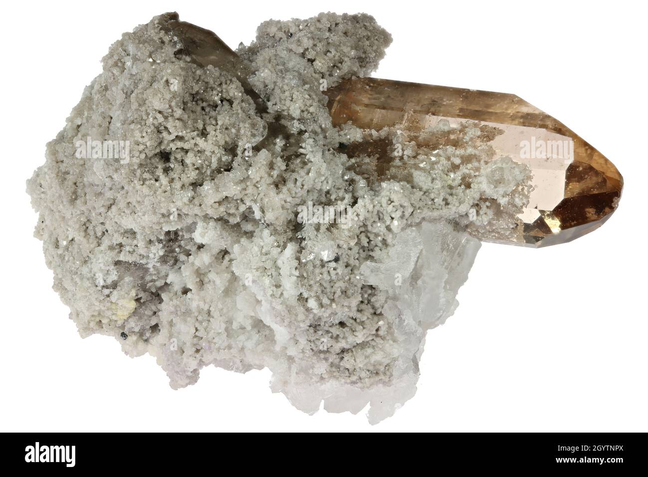 topaz in matrix from Thomas Range, Utah isolated on white background ...