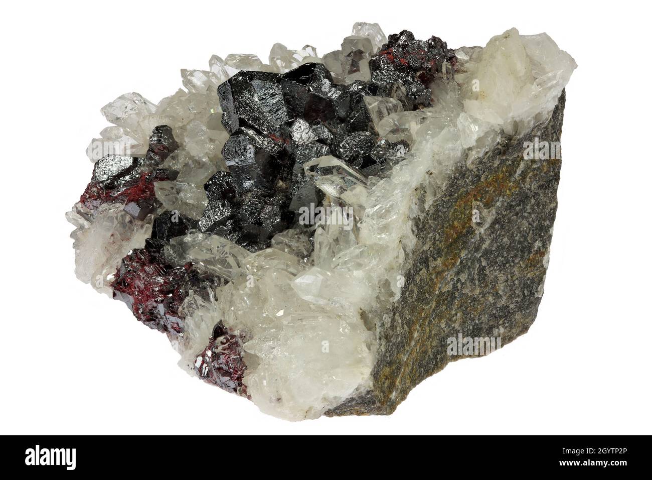 cinnabar on matrix from Hunan, China isolated on white background Stock ...